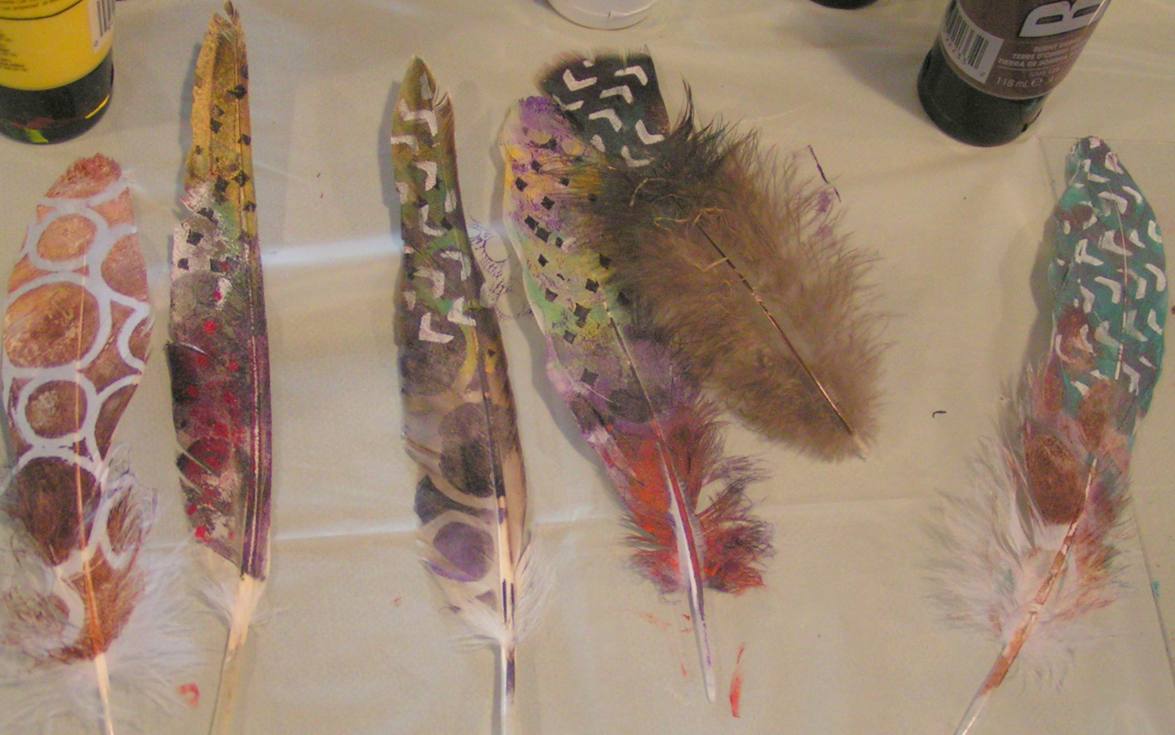 Top Layers Gelli Printed Feathers – Felting and Fiber Studio