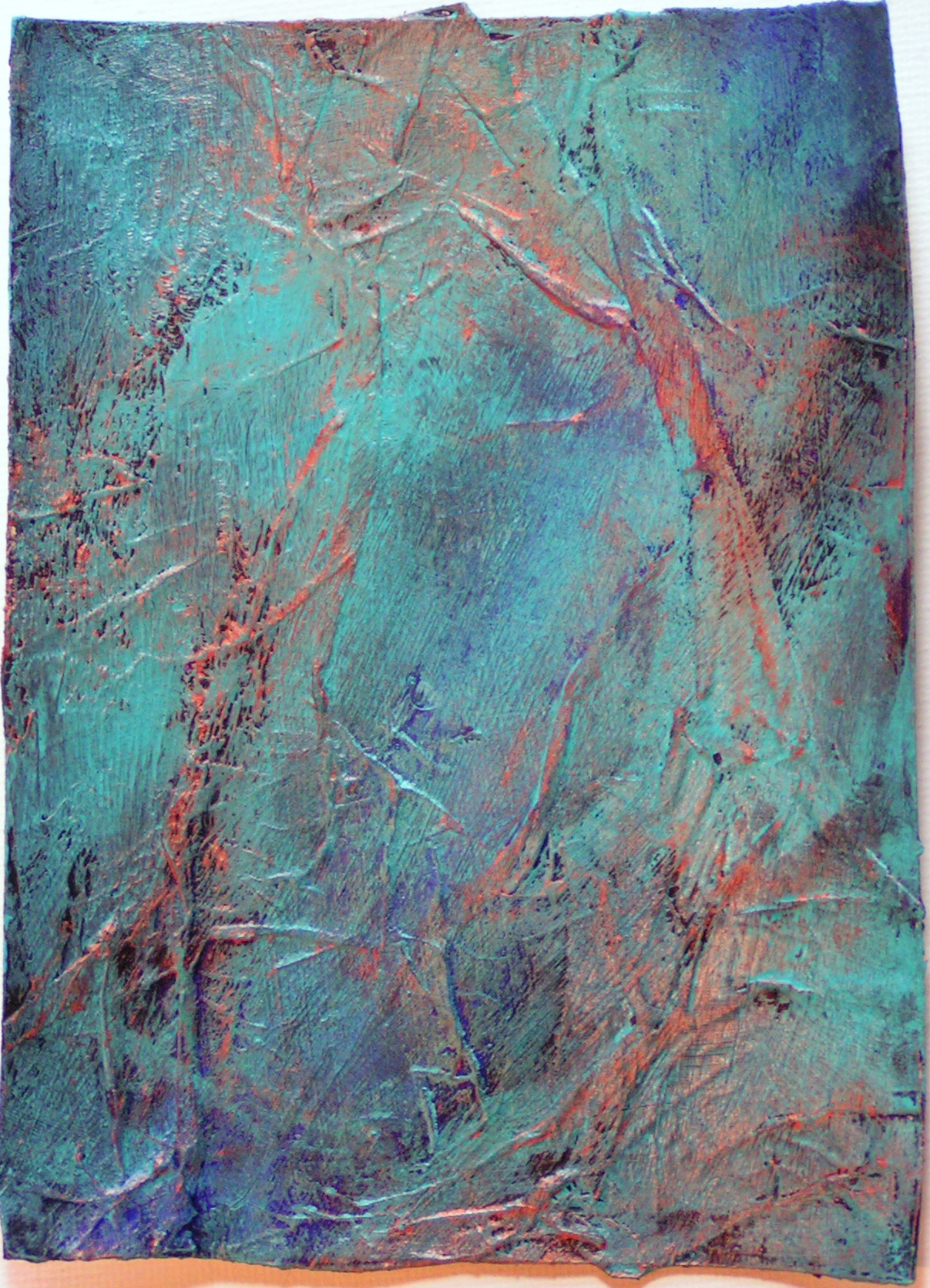 Textured Paper Collage – Copper Patina – Felting and Fiber Studio