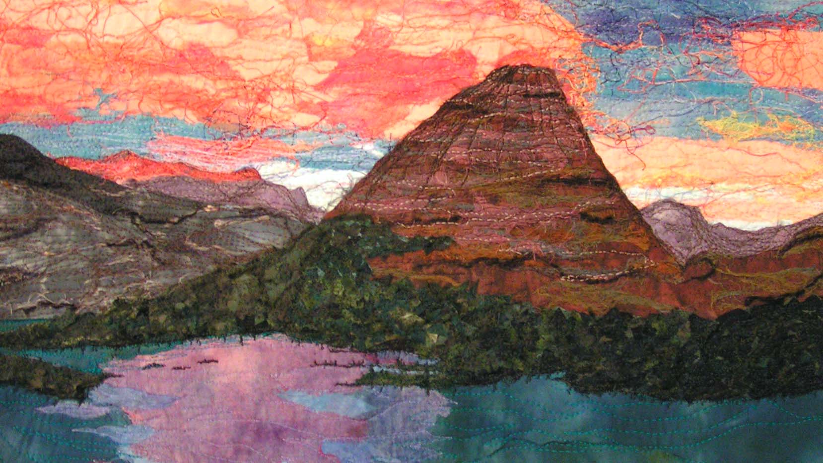 Green Stitching Along Shore Line – Felting and Fiber Studio