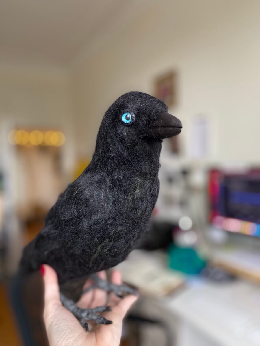 needle-felted-raven-front-eleanor-shadow – Felting and Fiber Studio