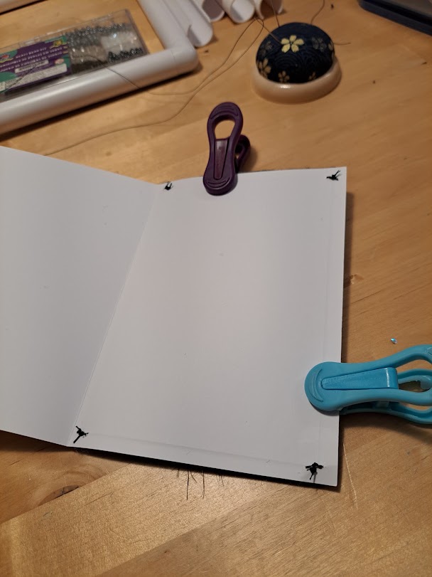 Sewing onto card – Felting and Fiber Studio